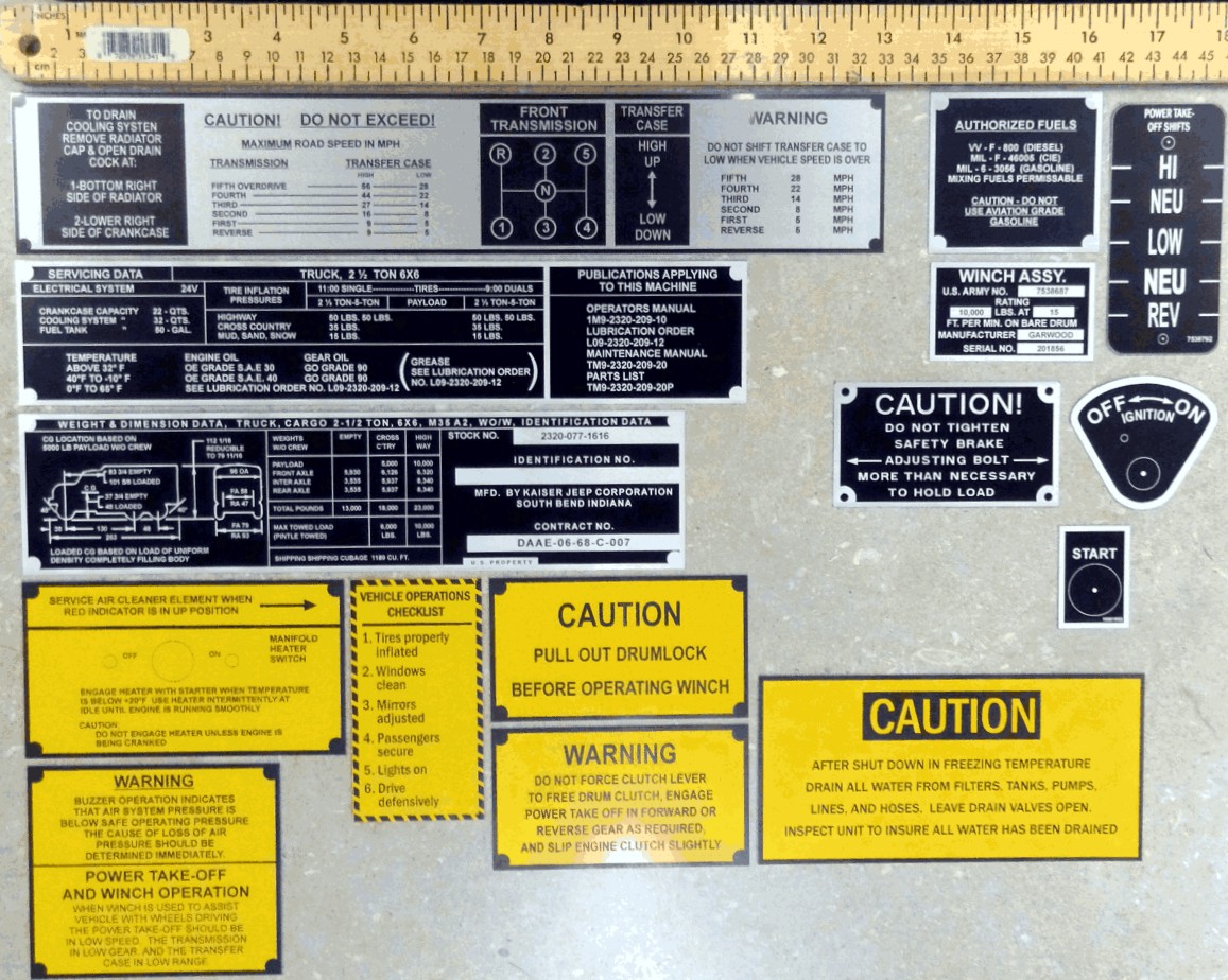 DataPlates.net - M35 M35A2 military truck data plates